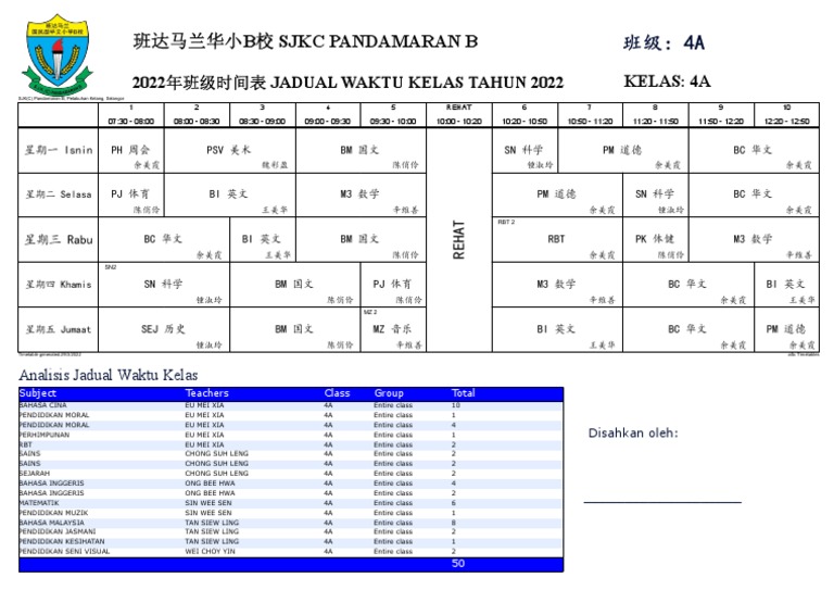 4A New Time Table | PDF