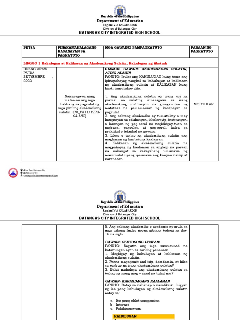 WHLP Week 2 Piling Larang | PDF