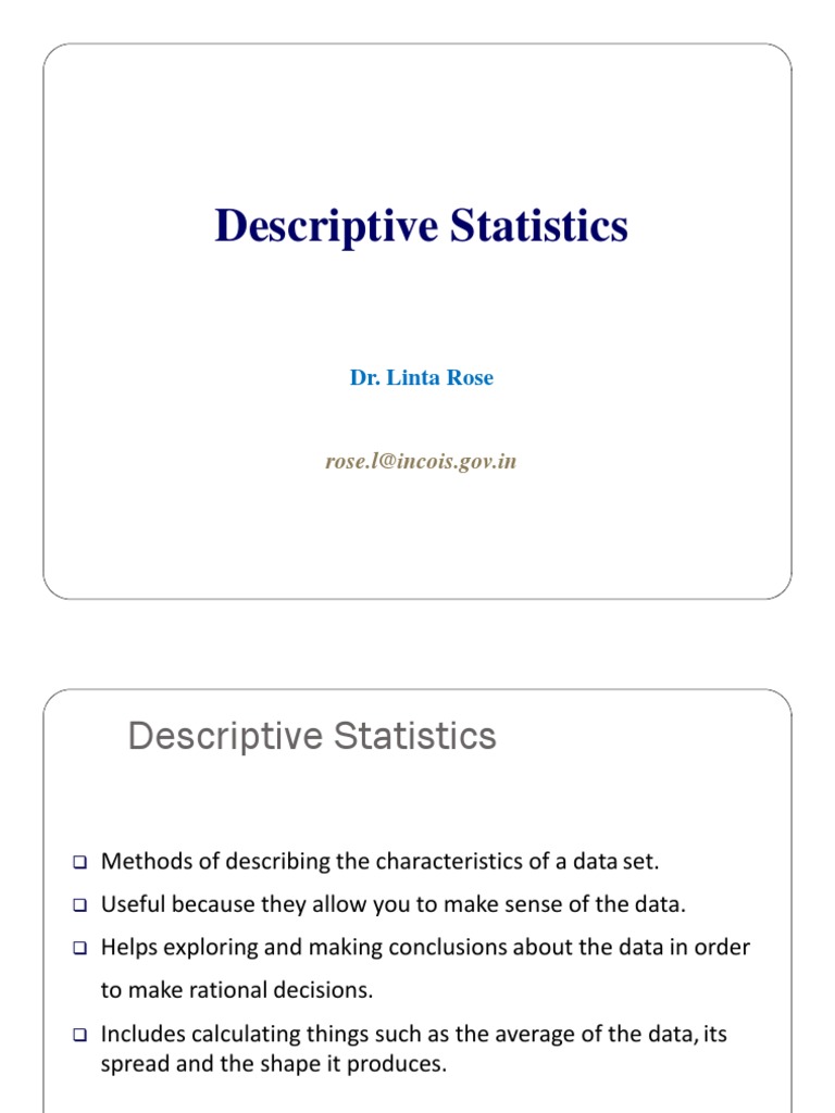 C4 Descriptive Statistics | Download Free PDF | Standard Deviation | Mean