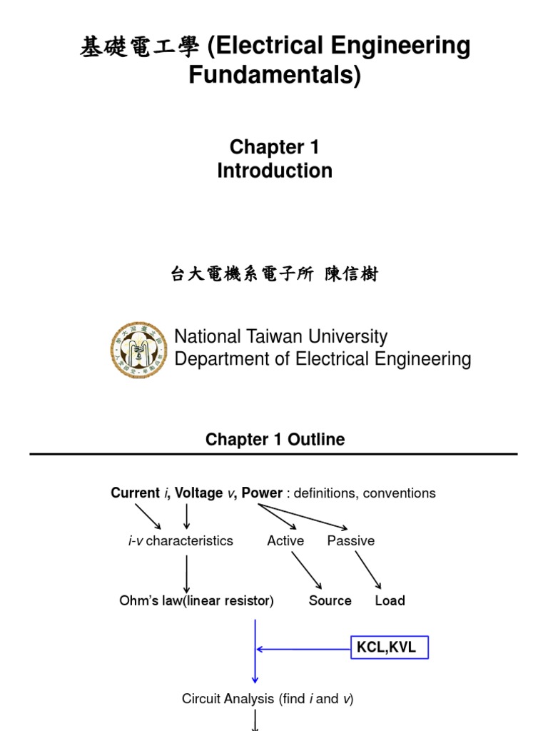 基礎電工學 (Electrical Engineering Fundamentals) Chapter 1: Introduction | PDF | Electric Current ...