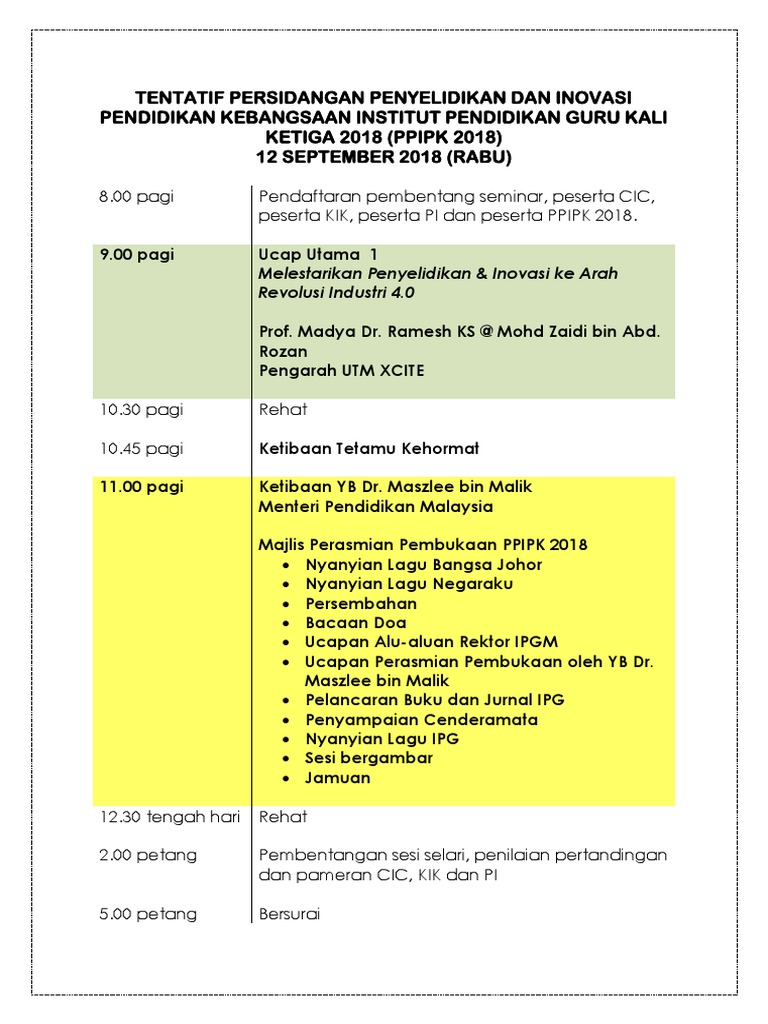 TENTATIF PERSIDANGAN Utk Buku Program | PDF