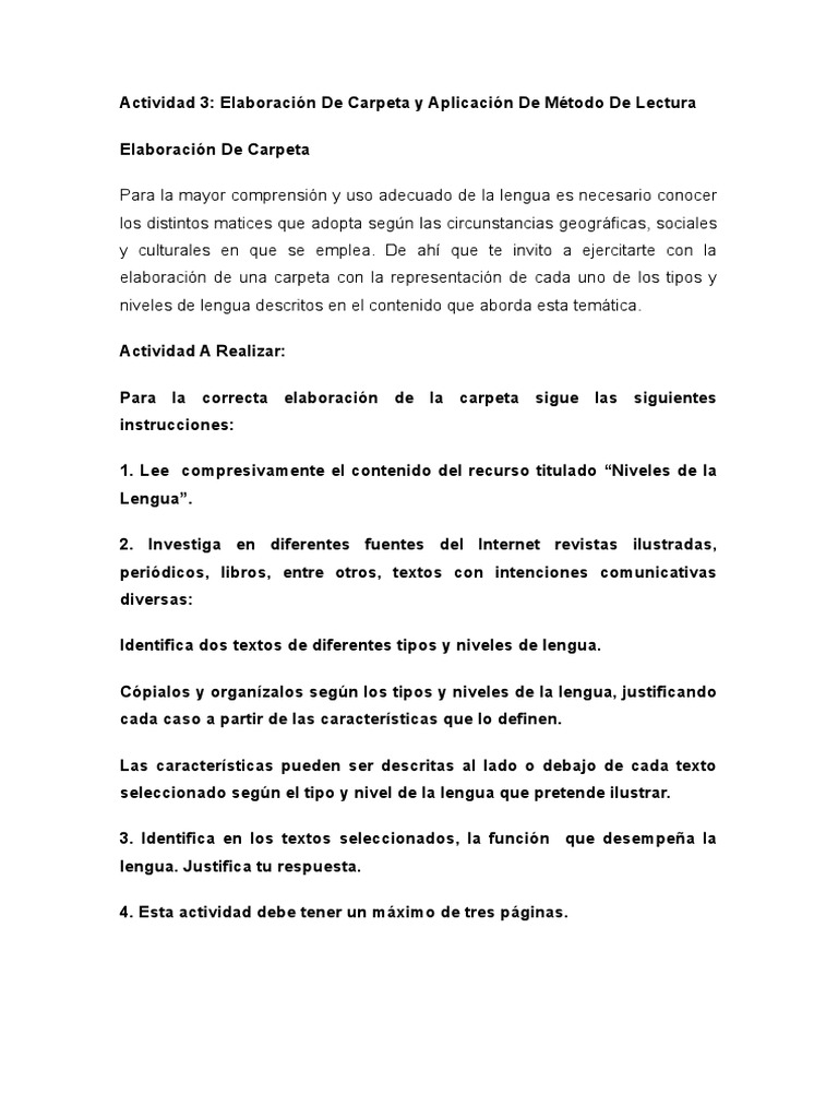 Actividad 3 Unidad 2 | PDF | Artes del Lenguaje y Comunicación ...