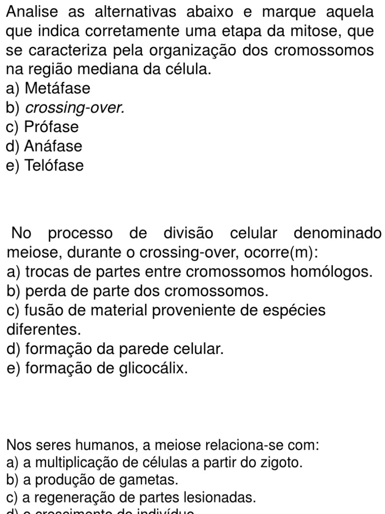 Revisão Biologia AV3 | PDF | Meiose | Mitose