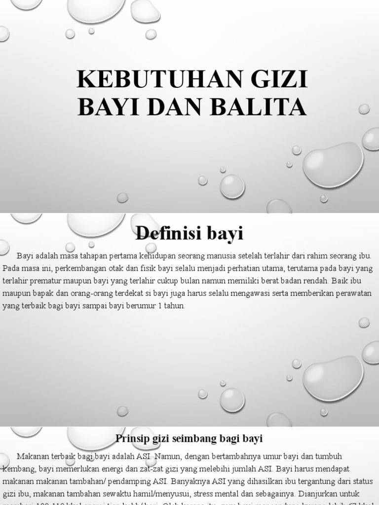 (KEBUTUHAN DASAR BAYI DAN BALITA) PPT Fis | PDF