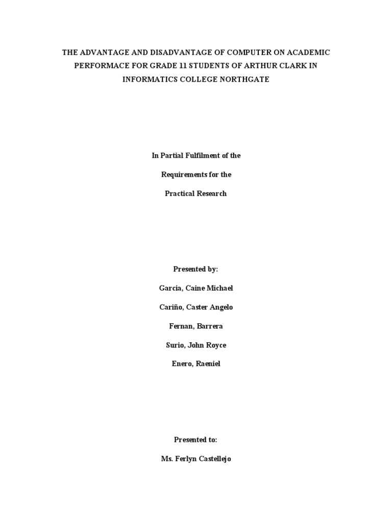 The Advantage and Disadvantage of Computer On Academic Performace For ...