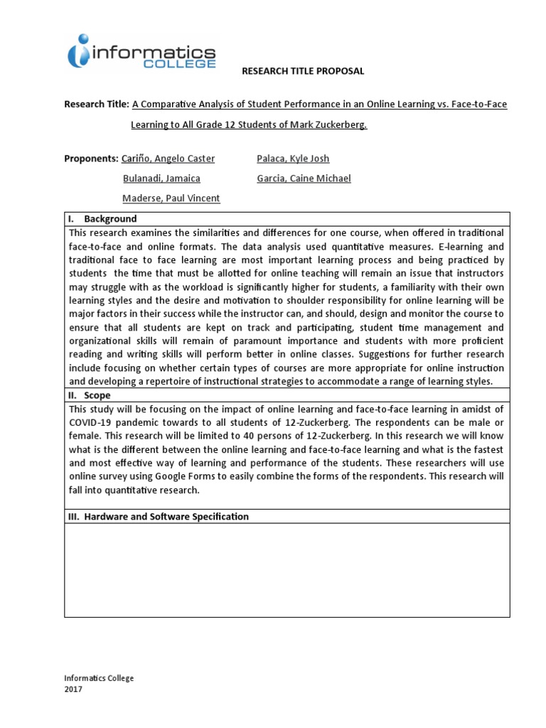 Appendix A Research Title Proposal Form | PDF | Educational Technology ...