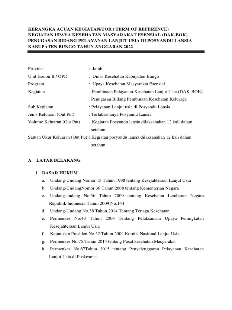 14.tor Posyandu Lansia 2022 | PDF