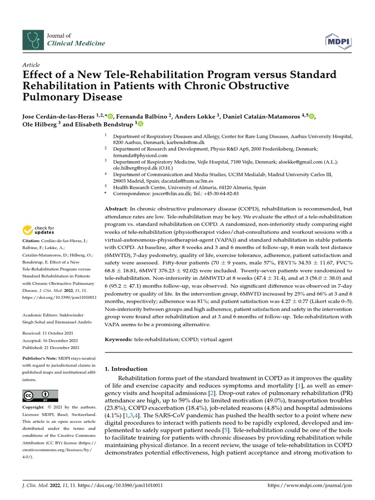 JCM 11 00011 | PDF | Physical Therapy | Chronic Obstructive Pulmonary Disease