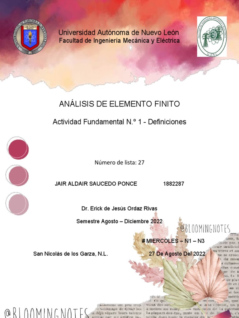 Formato Portada FEA (Individual) | PDF | Método de elementos finitos ...