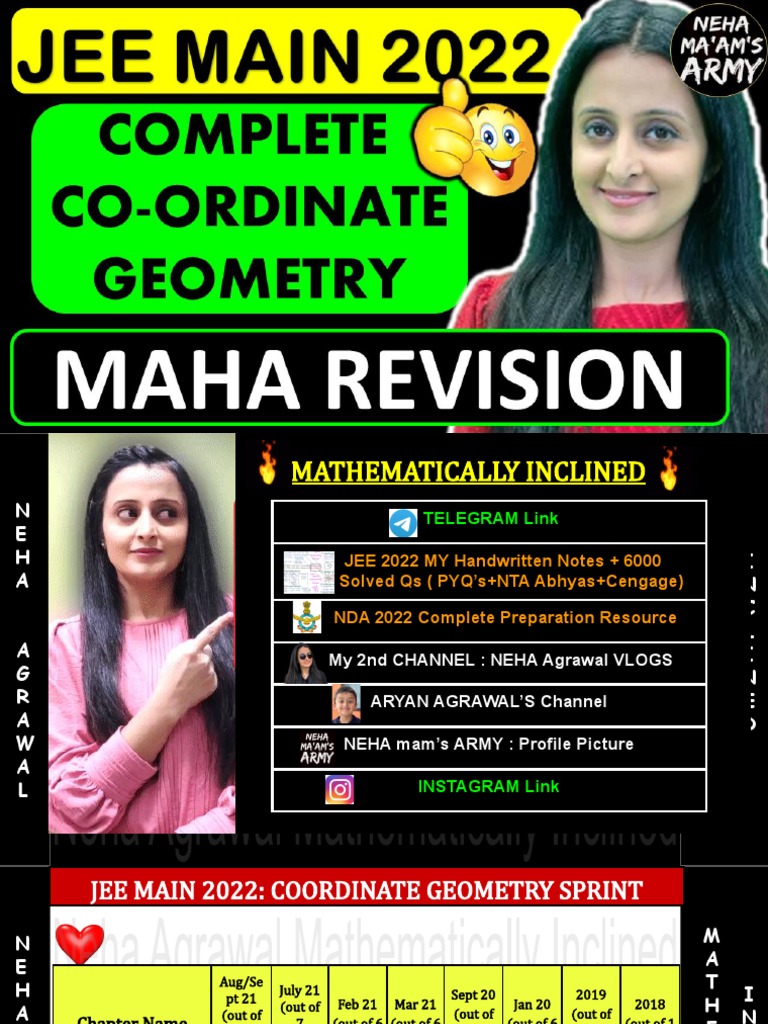 Jee Main 2022 - Coordinate Geometry & Conics Sprint | PDF | Geometry | Elementary Geometry
