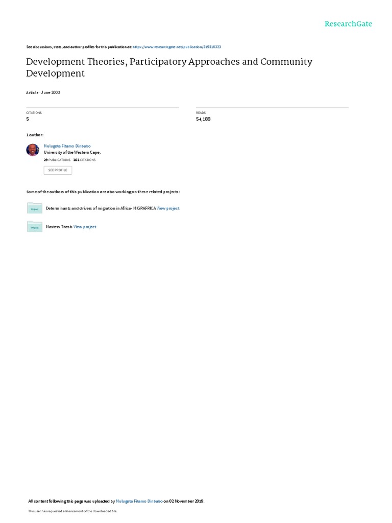 Development Theories Participatory Approachesand Community Development ...