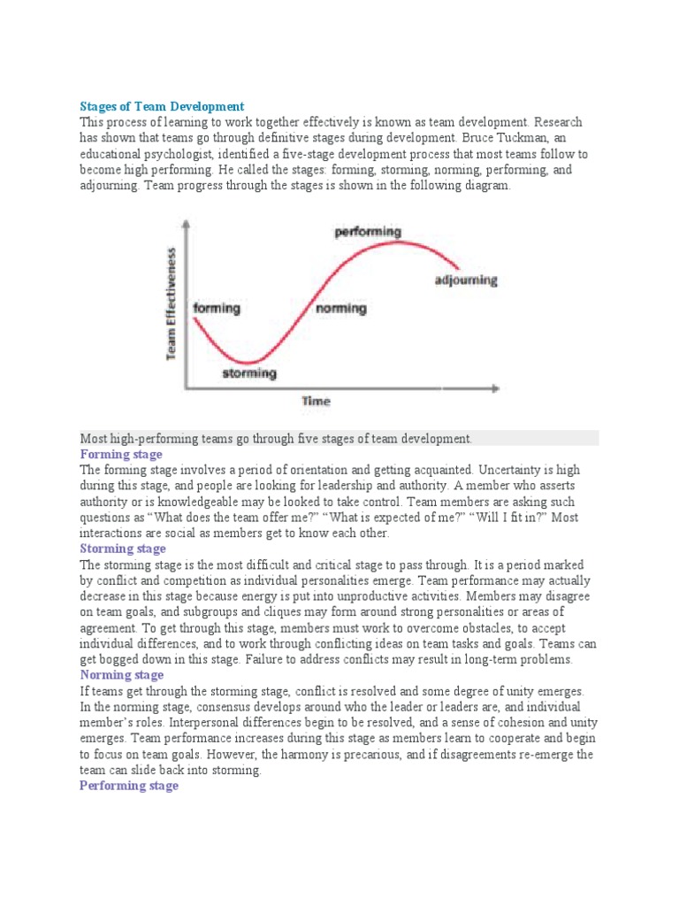 Stages of Team Development | PDF | Leadership | Group Cohesiveness