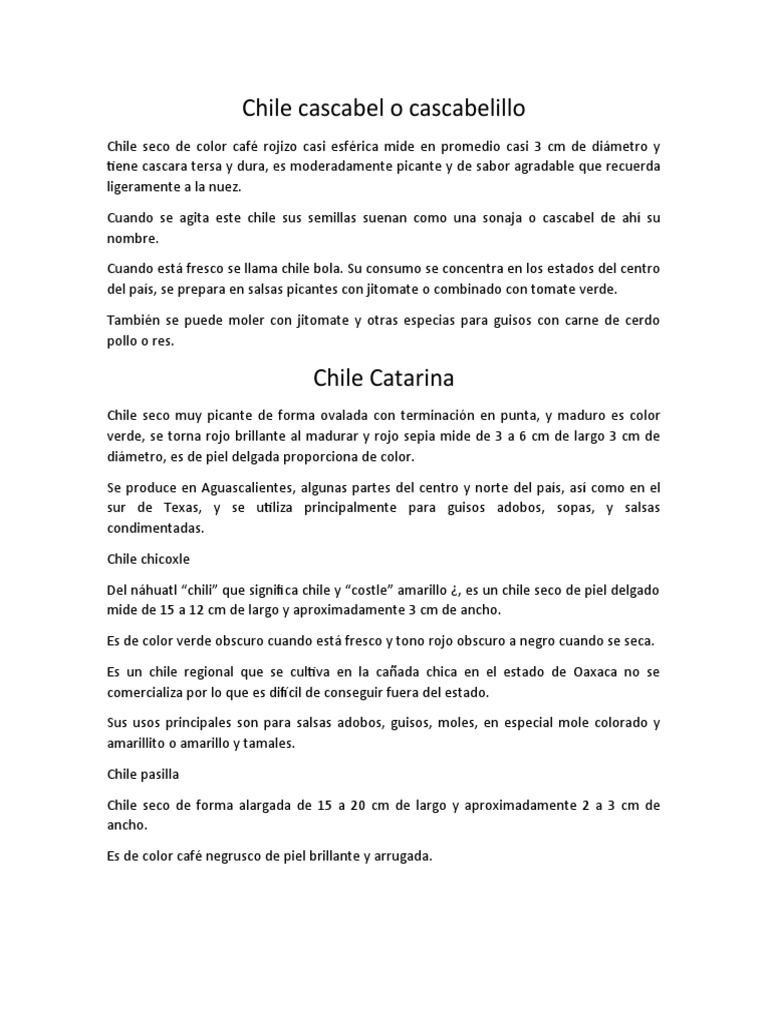 Chiles Secos | PDF | Ingredientes de comida | Cocina