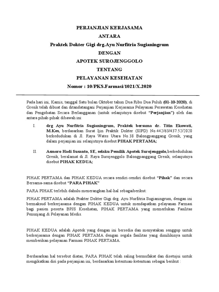 Perjanjian Kerjasama | PDF