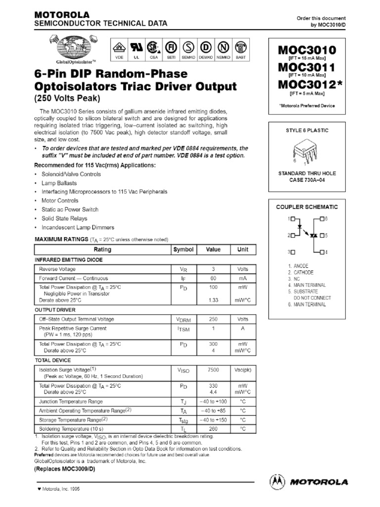 Datasheet, MOC3011 | PDF