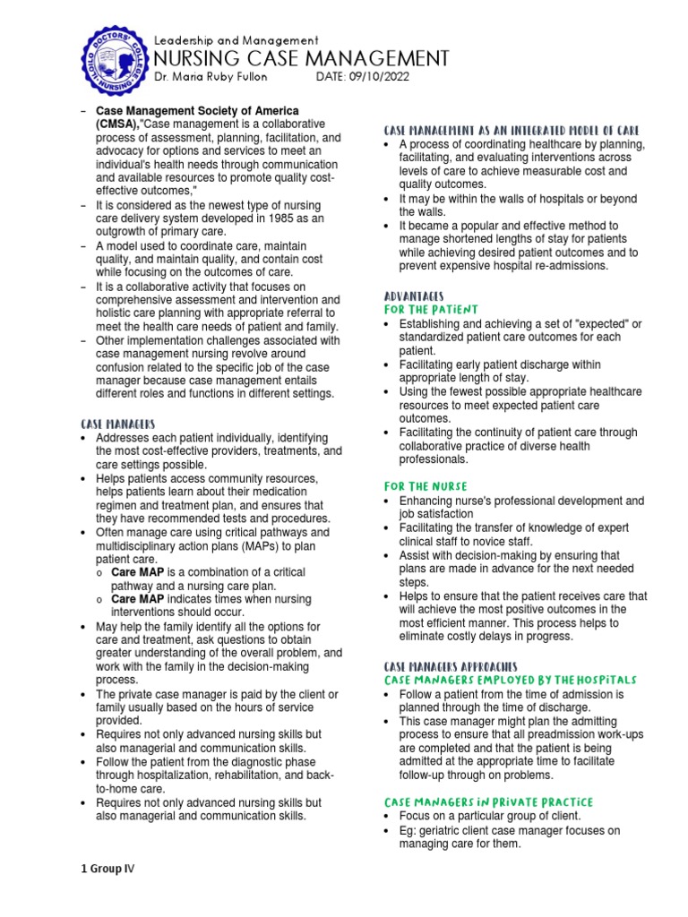 Nursing Case Management Models Explained | PDF | Health Care | Nursing
