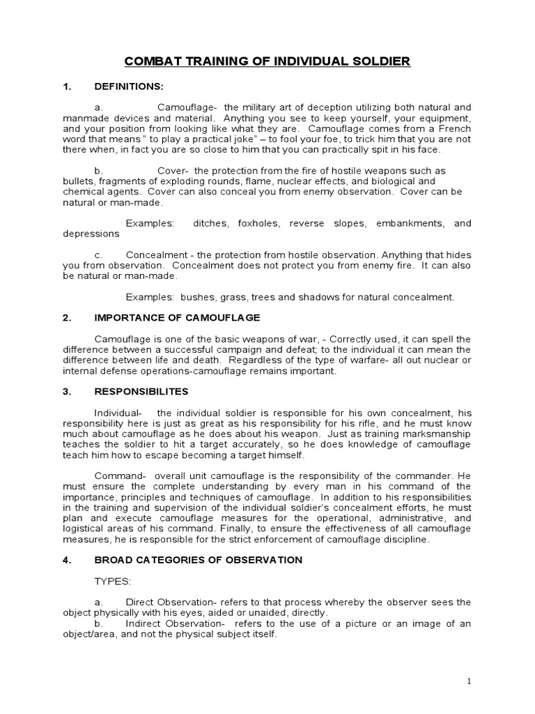 Combat Training of Individual Soldier | PDF | Camouflage | Tanks