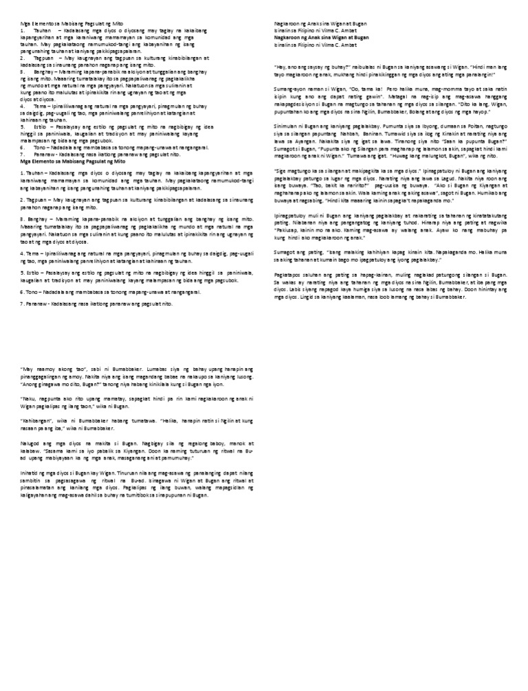 Mga Elemento Sa Mabisang Pagsulat NG Mito | PDF