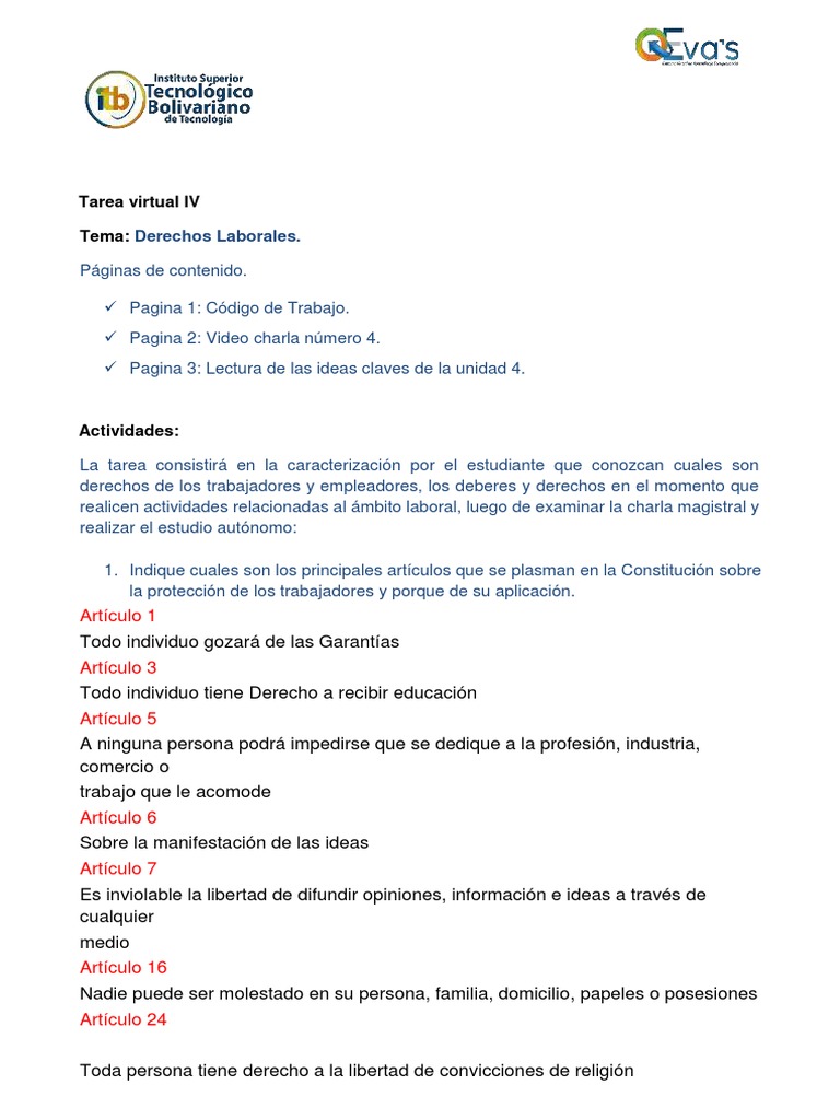 TAREA IV Derecho Laboral | PDF | Justicia | Crimen y violencia