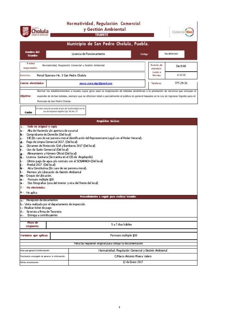 SPH Unrca Fracc 20 Licenciafuncionamiento | PDF | Gobierno