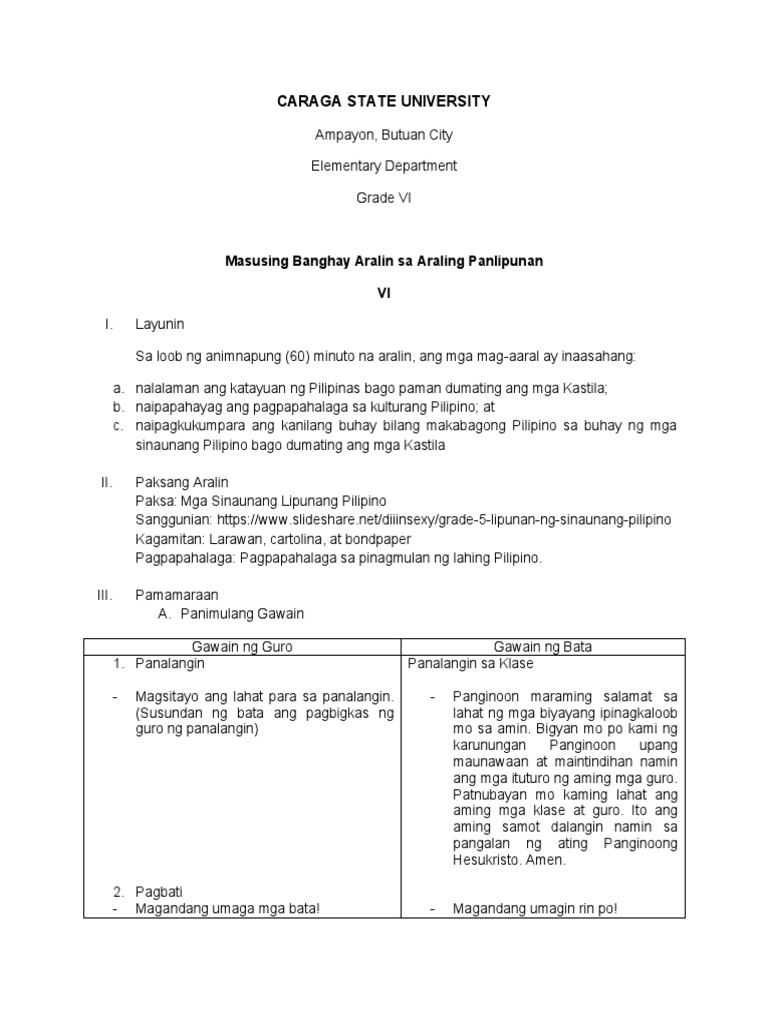 Masusing Banghay Aralin Sa Araling Panlipunan | PDF