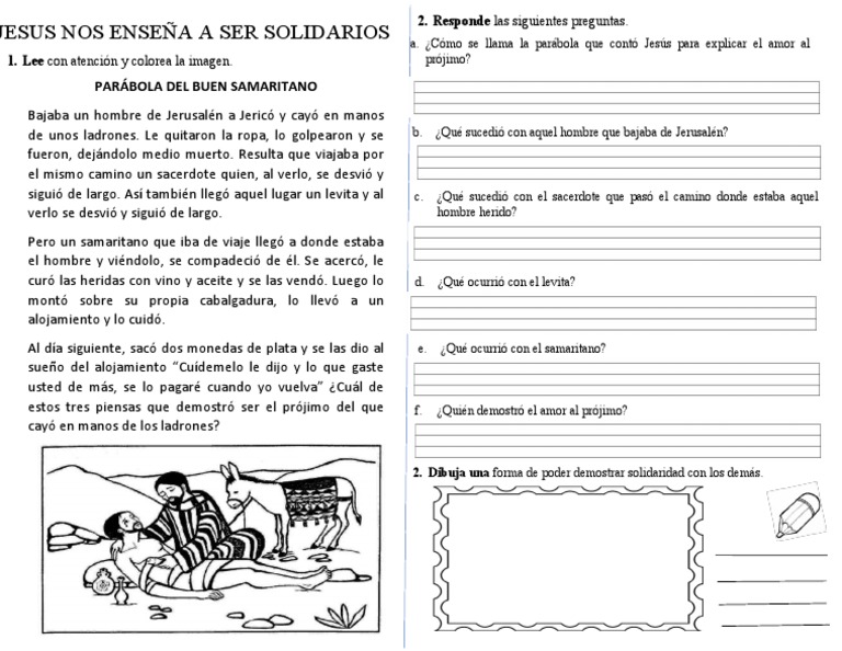 Ficha de Religión - Parábola Del Buen Samaritano | PDF