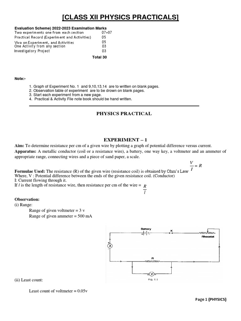 Physics Practical 22-23 | PDF | P–N Junction | Electrical Network