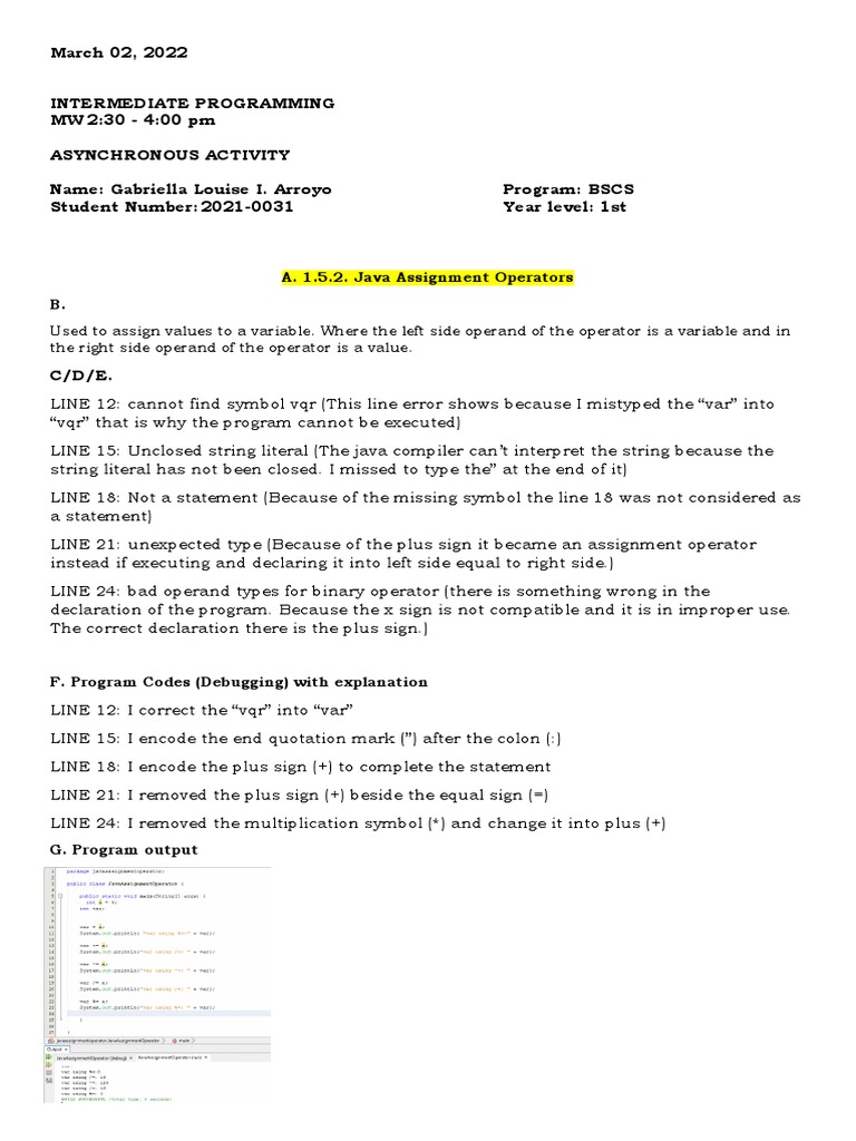 Intermediate-Programming.-Asynchronous Activity | PDF | Computing ...