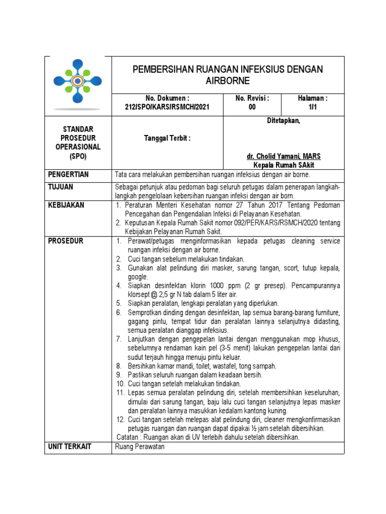 212 - Spo Pembersihan Ruangan Infeksius Dengan Airborne | PDF
