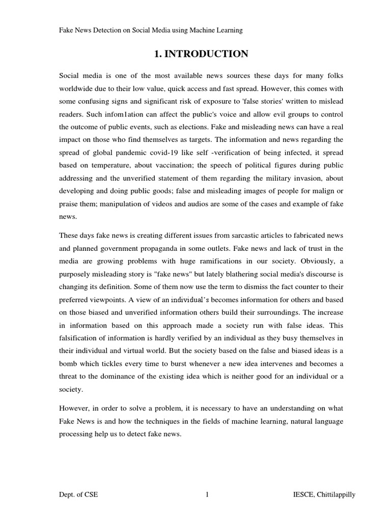 Fake News Detection On Social Media Using Machine Learning Report | Download Free PDF | Python ...