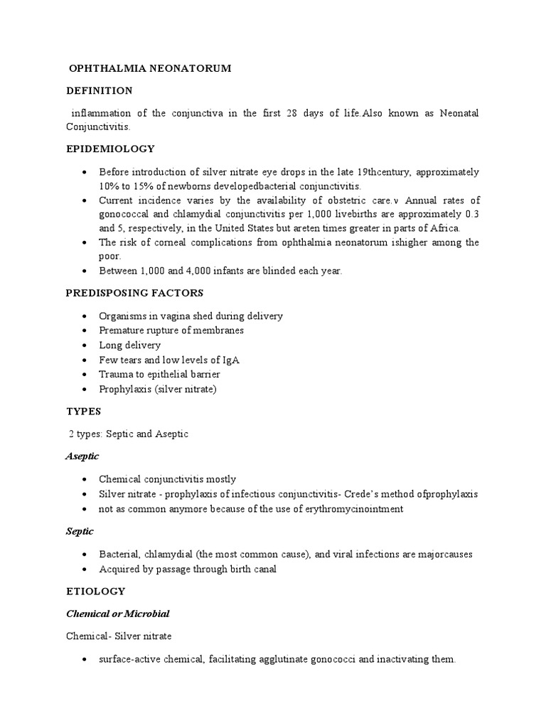 Ophthalmia Neonatorum | PDF | Health Sciences | Medicine