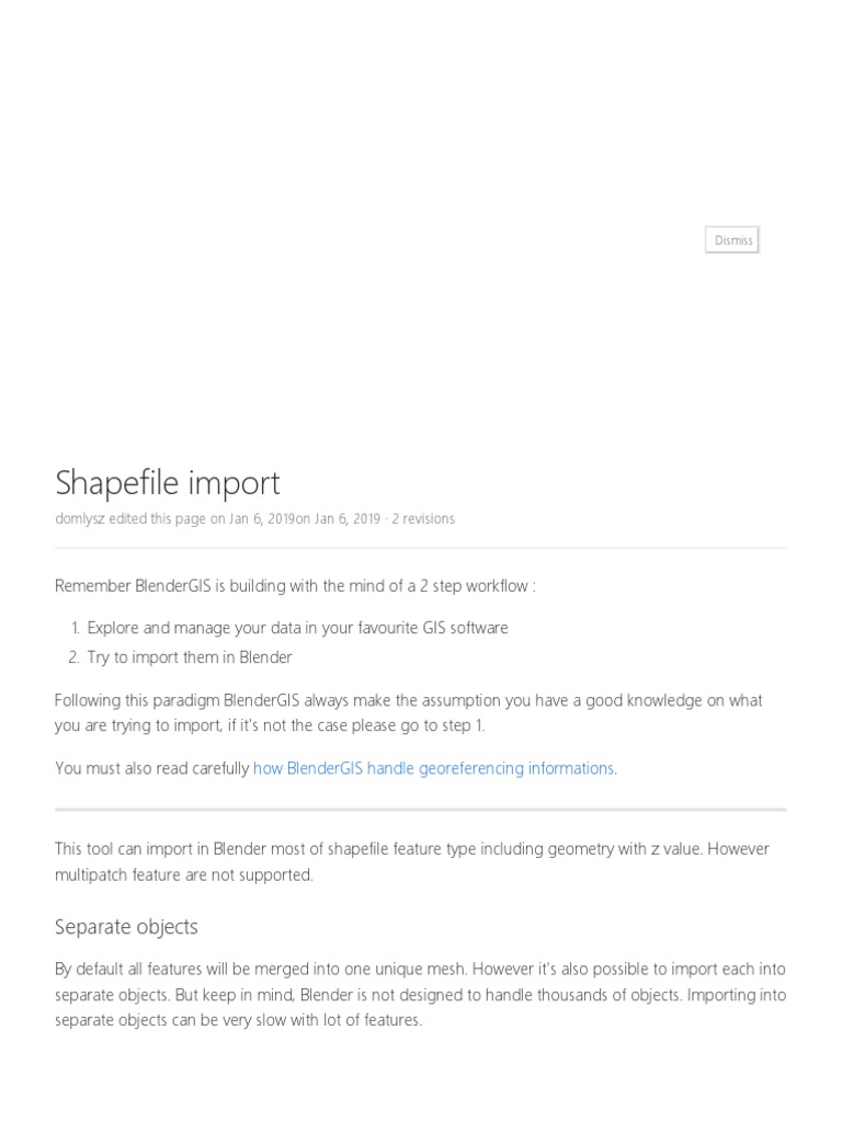 Shapefile Import domlyszBlenderGIS Wiki GitHub | PDF | Blender (Software) | Computer Science