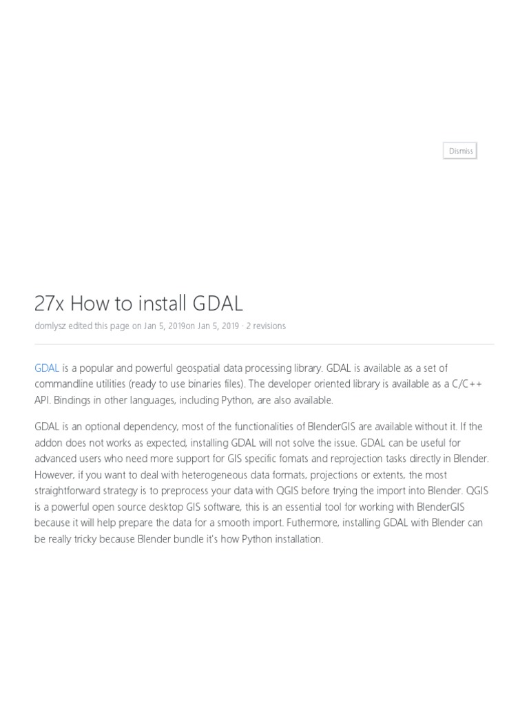 127x How To Install GDAL domlyszBlenderGIS Wiki GitHub | PDF | Python (Programming Language ...
