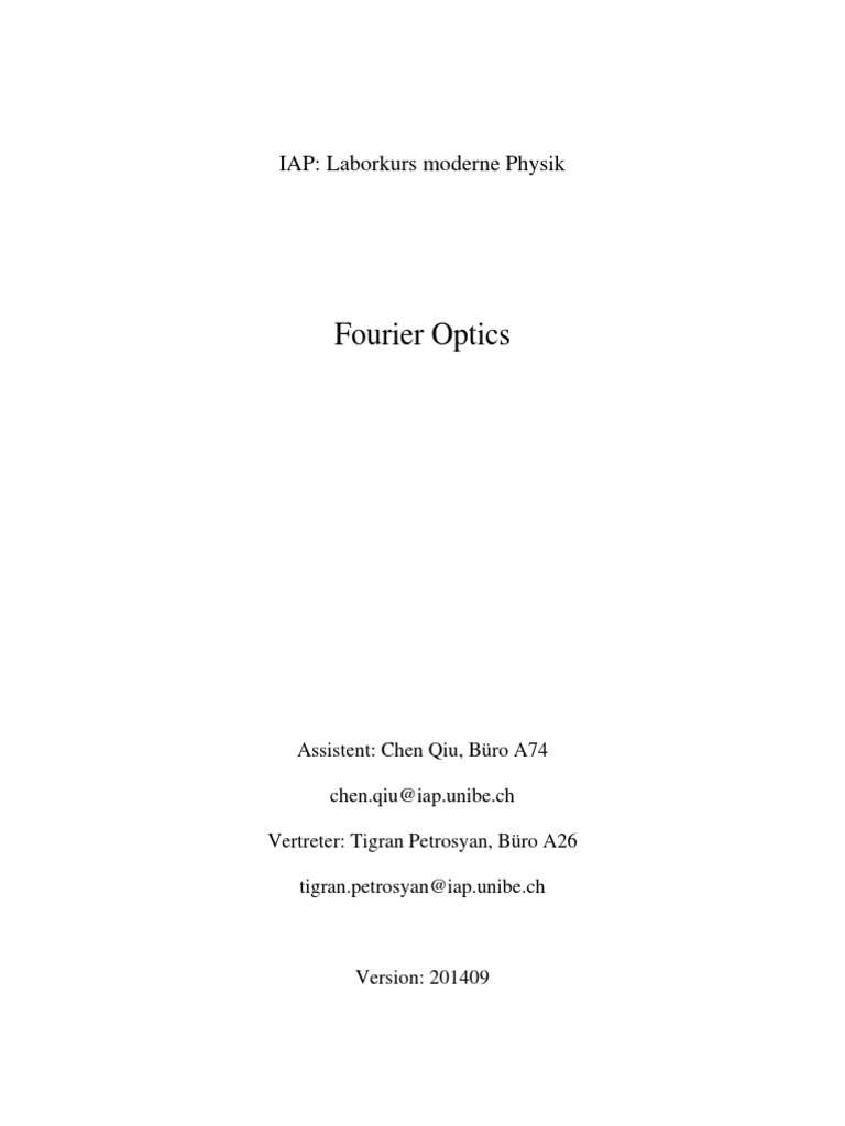 Fourier Optics | PDF | Diffraction | Optics