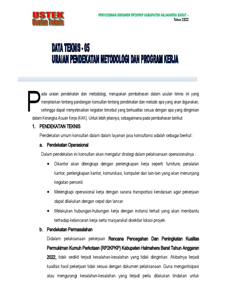 Data Teknis-05 Uraian Pendekatan, Metodologi Dan Program Kerja | PDF