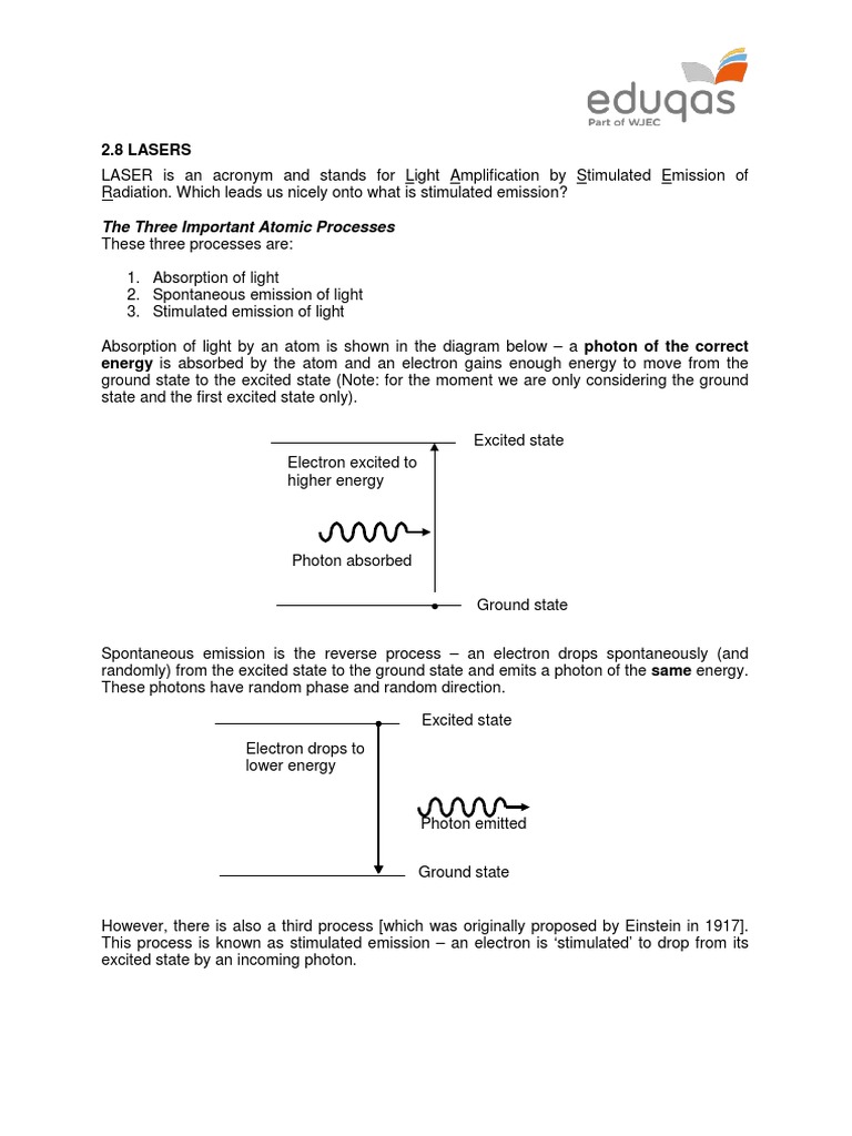 Lasers Notes | PDF | Laser | Photon