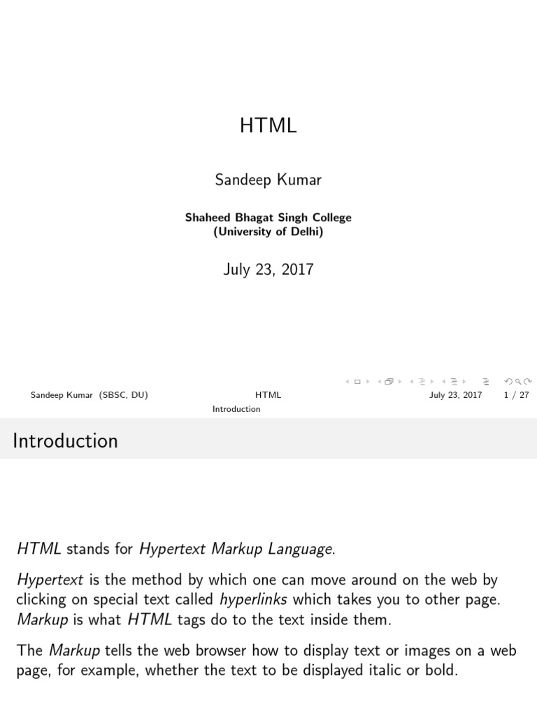 HTML PPT | PDF | Html Element | Html