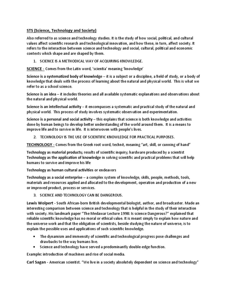 STS Notes | PDF | Id | Science