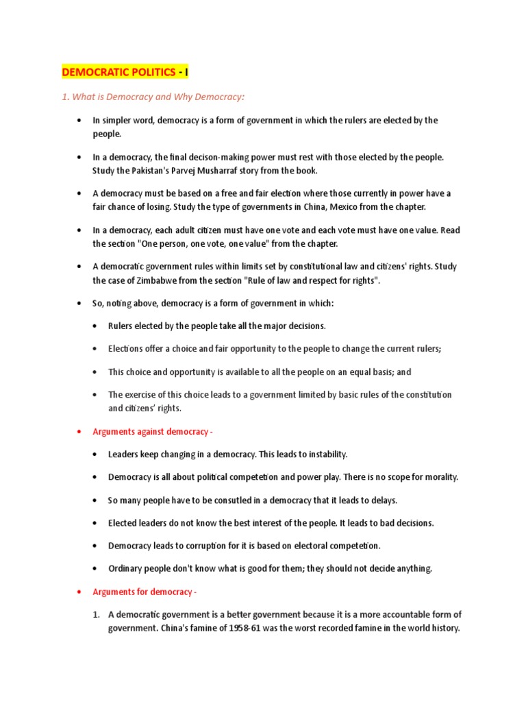 Grade 9 Civics Short Notes English Medium Cast Iron