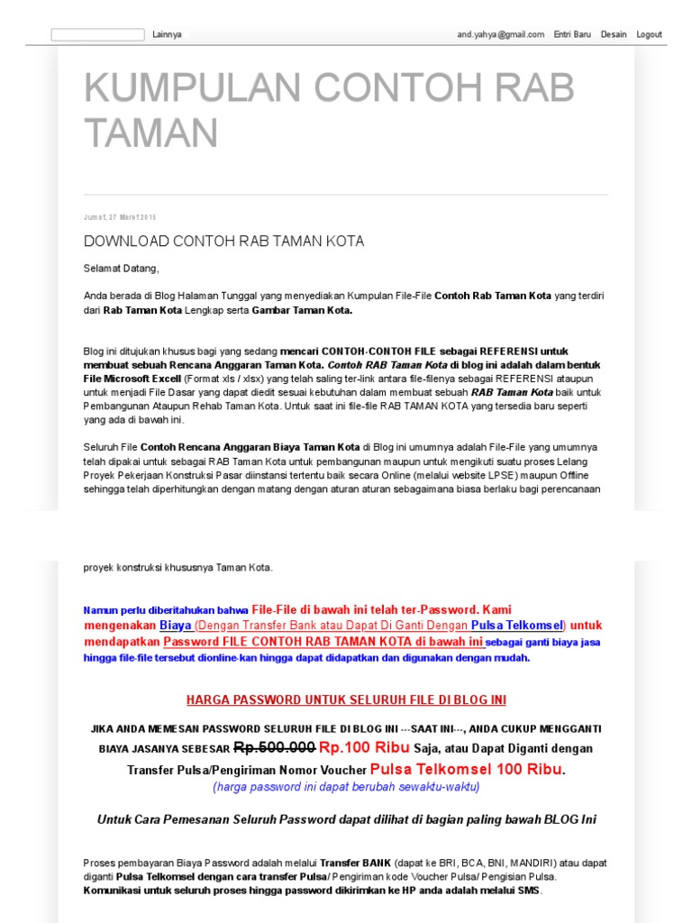 Contoh RAB Taman Kota Lengkap | PDF | Komputer | Teknologi & Rekayasa