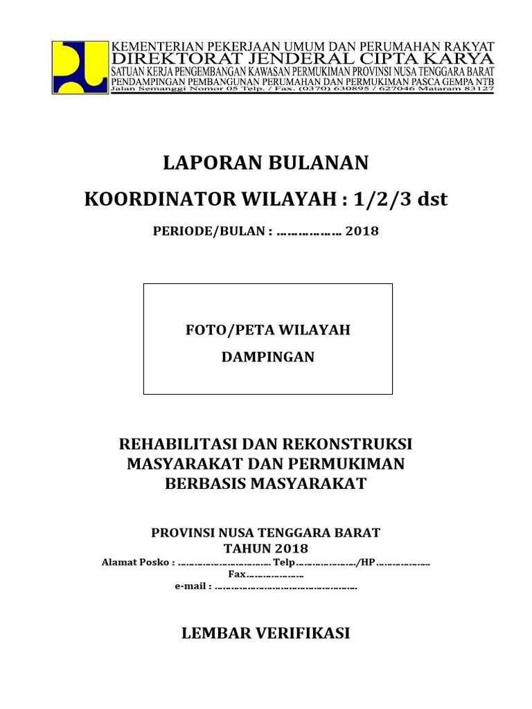 Susunan-Isi Laporan Bulanan Korwil RR NTB - Fix | PDF