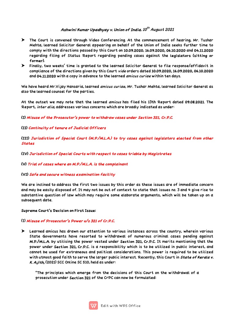 Ashwini Kumar V Union of India | PDF