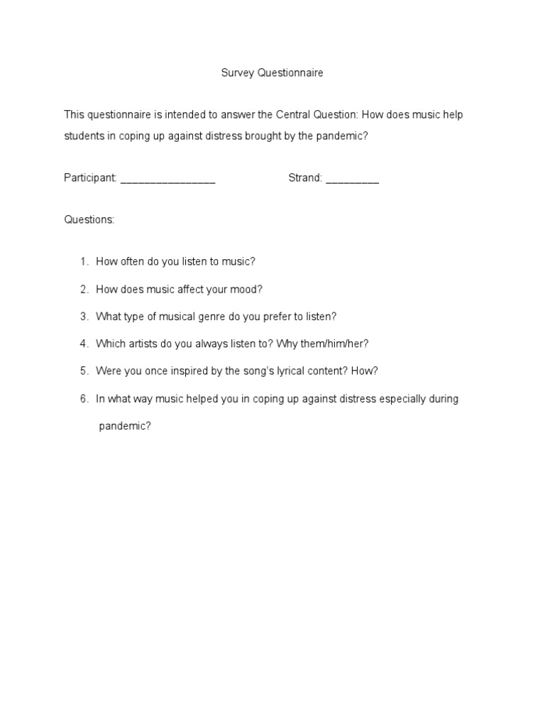 Survey Questionnaire | PDF | Self-Improvement | Science & Mathematics