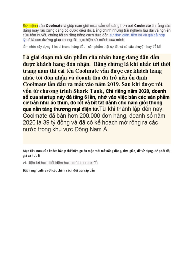 Sứ mệnh của Coolmate | PDF