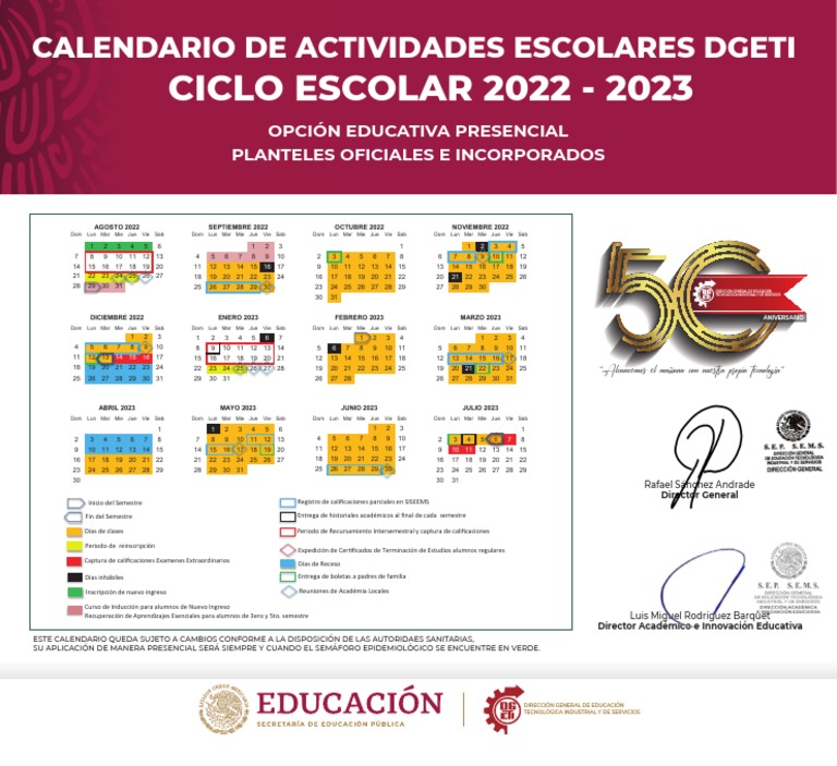 Calendario Escolar 2022-2023 Dgeti | PDF