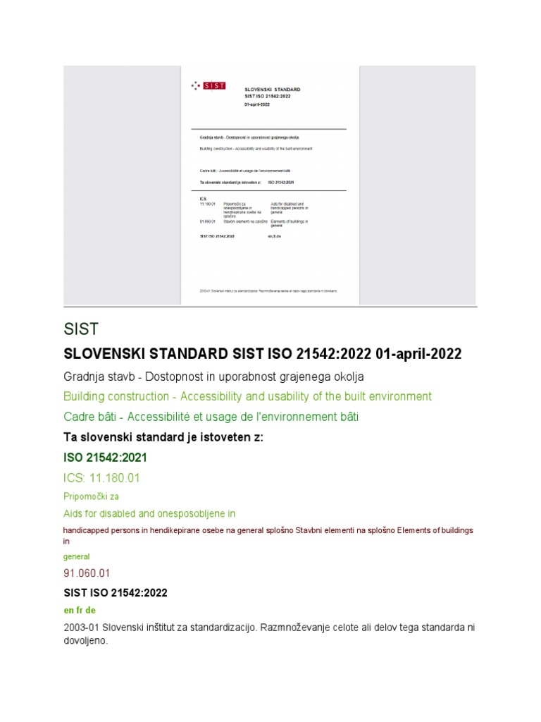 SLOVENSKI STANDARD SIST ISO 21542:2022 01-April-2022: Gradnja Stavb ...