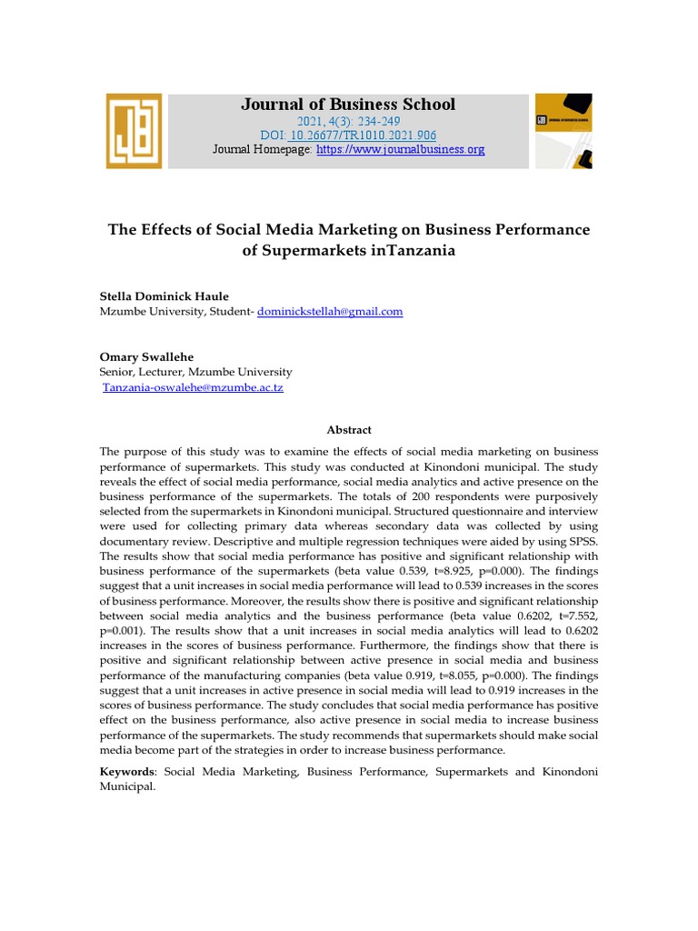Jbs Vol.4 Issue.3 Article03 | PDF | Multicollinearity | Social Media