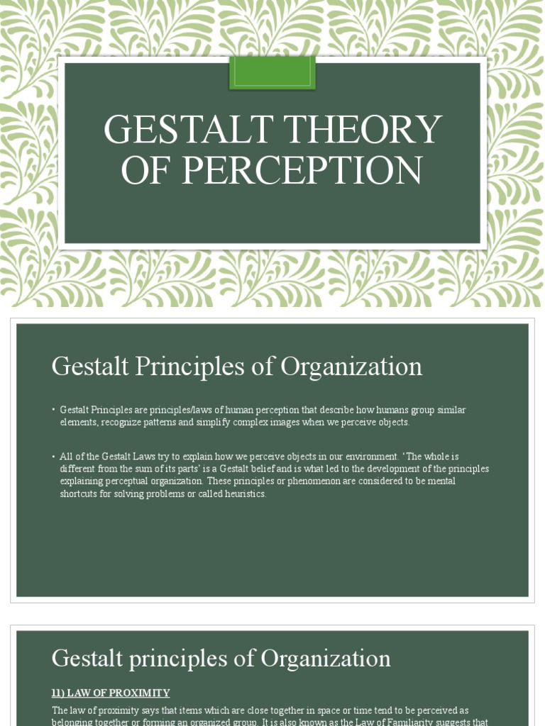 Gestalt Theory of Perception | PDF | Perception | Cognition