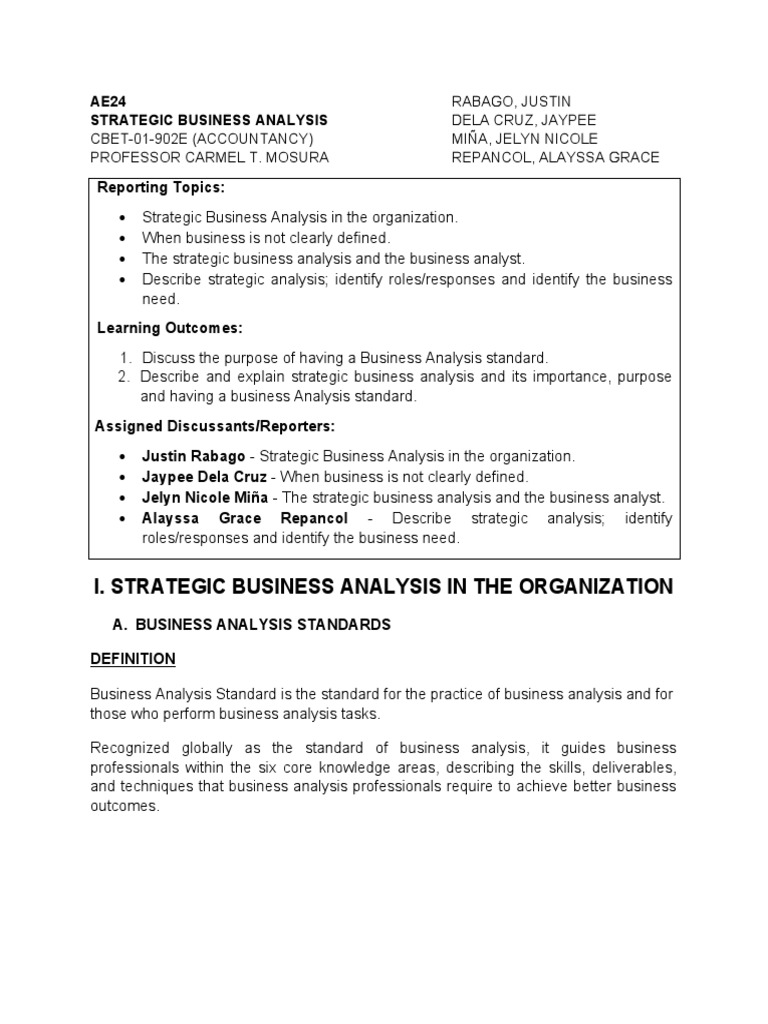 Research Output Strategic Business Analysis | PDF | Strategic ...