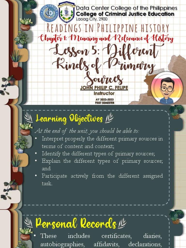 Lesson 5 Different Kinds of Primary Sources | PDF